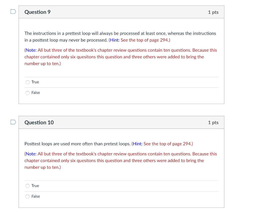 Solved Question 9 1 pts The instructions in a prettest loop | Chegg.com
