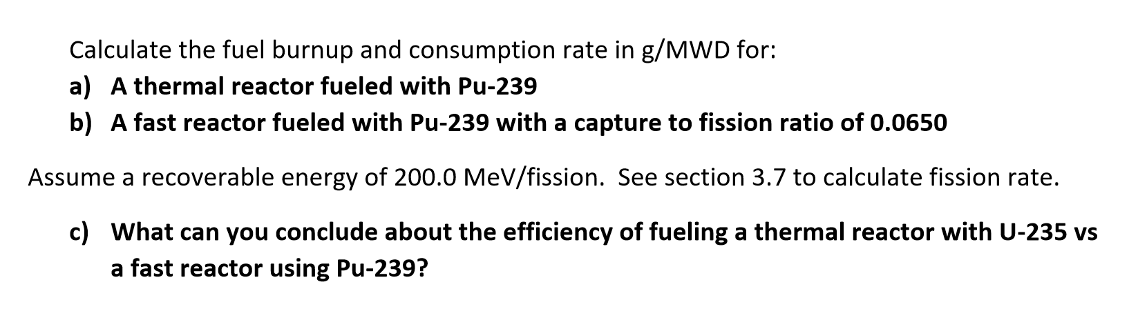 Calculate the fuel burnup and consumption rate in | Chegg.com