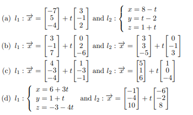 Solved 3. For each of the line pairs from question 2, find | Chegg.com