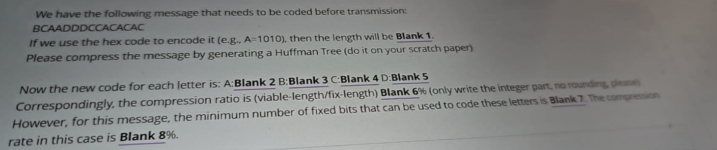 Solved We have the following message that needs to be coded | Chegg.com