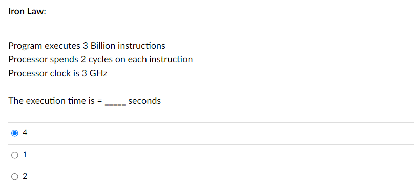 Solved Iron Law: Program executes 3 Billion instructions | Chegg.com