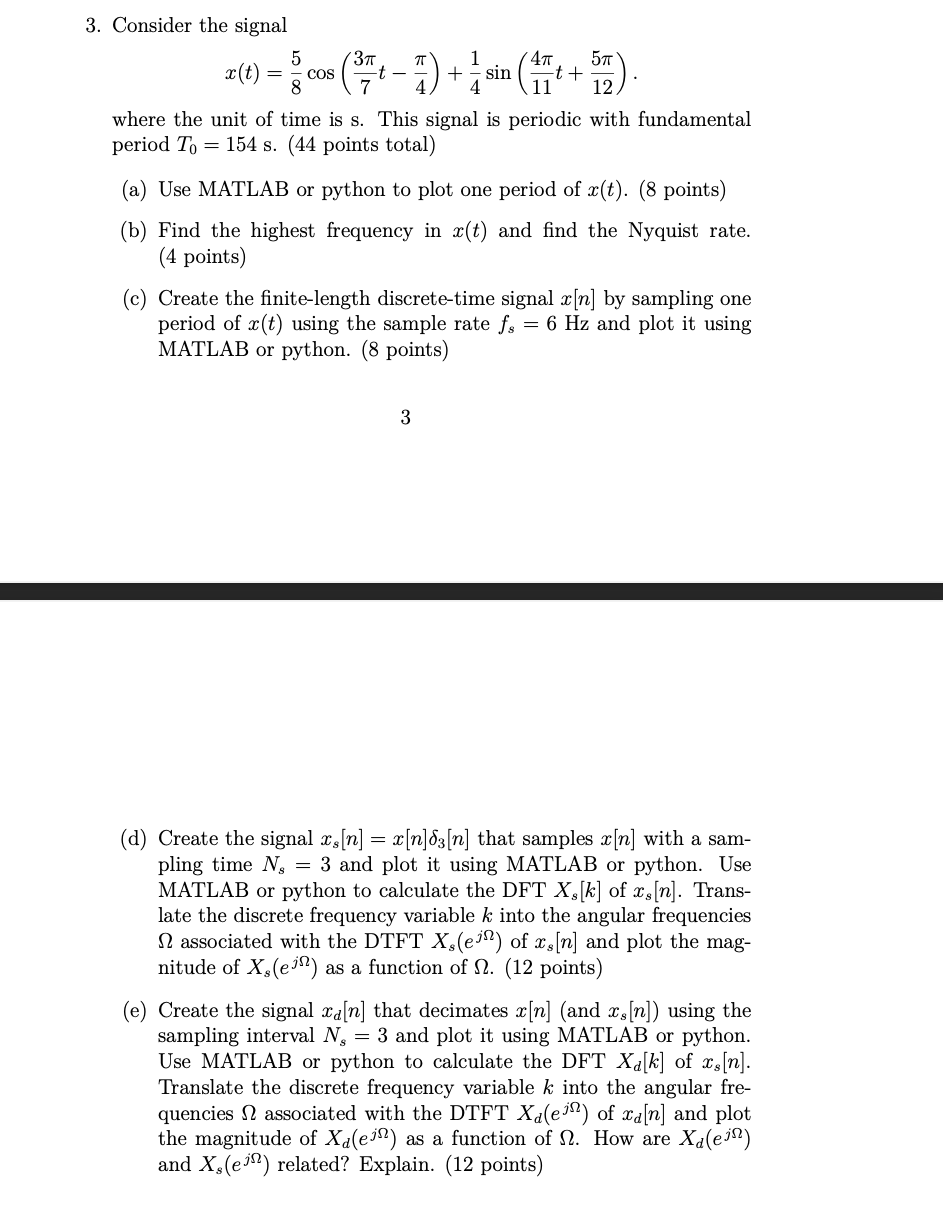 Solved 3. Consider the signal | Chegg.com