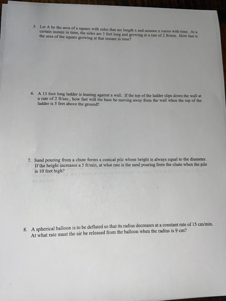 Solved 5. Let A be the area of a square with sides that are | Chegg.com