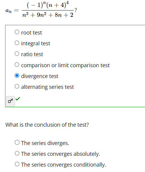 Solved a sub n = (( ( − 1 )^n )(( n + 4 )^4))/(n^3 + 9n^2 + | Chegg.com