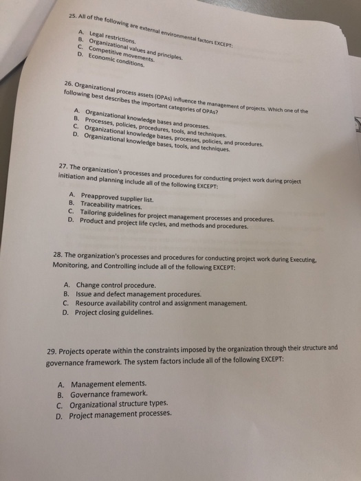 Solved 25. All of the following are external environmental | Chegg.com