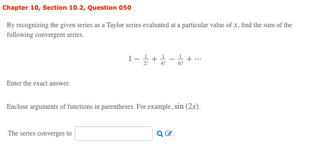 Solved Chapter 10, Section 10.2, Question 050 By recognizing | Chegg.com