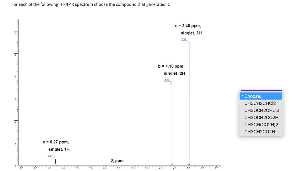 Solved For each of the following 1H-NMR spectrum choose the | Chegg.com