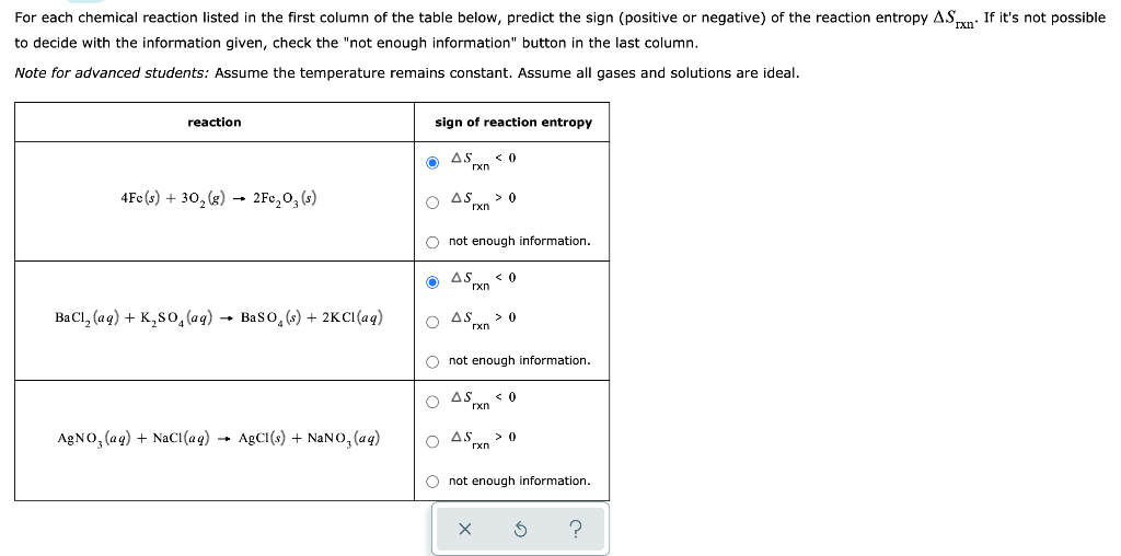 Solved For each chemical reaction listed in the first column | Chegg.com