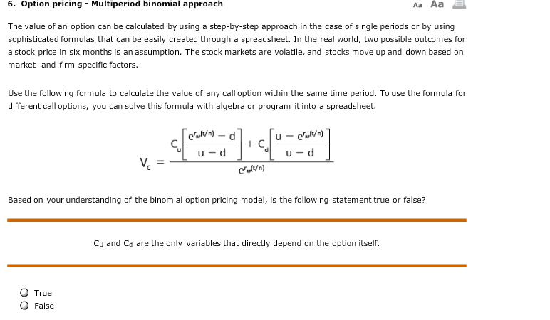 Solved 6. Option pricing Multiperiod binomial approach Aa Aa | Chegg.com