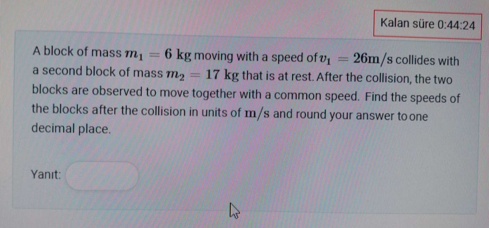 Solved A block of mass m1=6kg ﻿moving with a speed of | Chegg.com