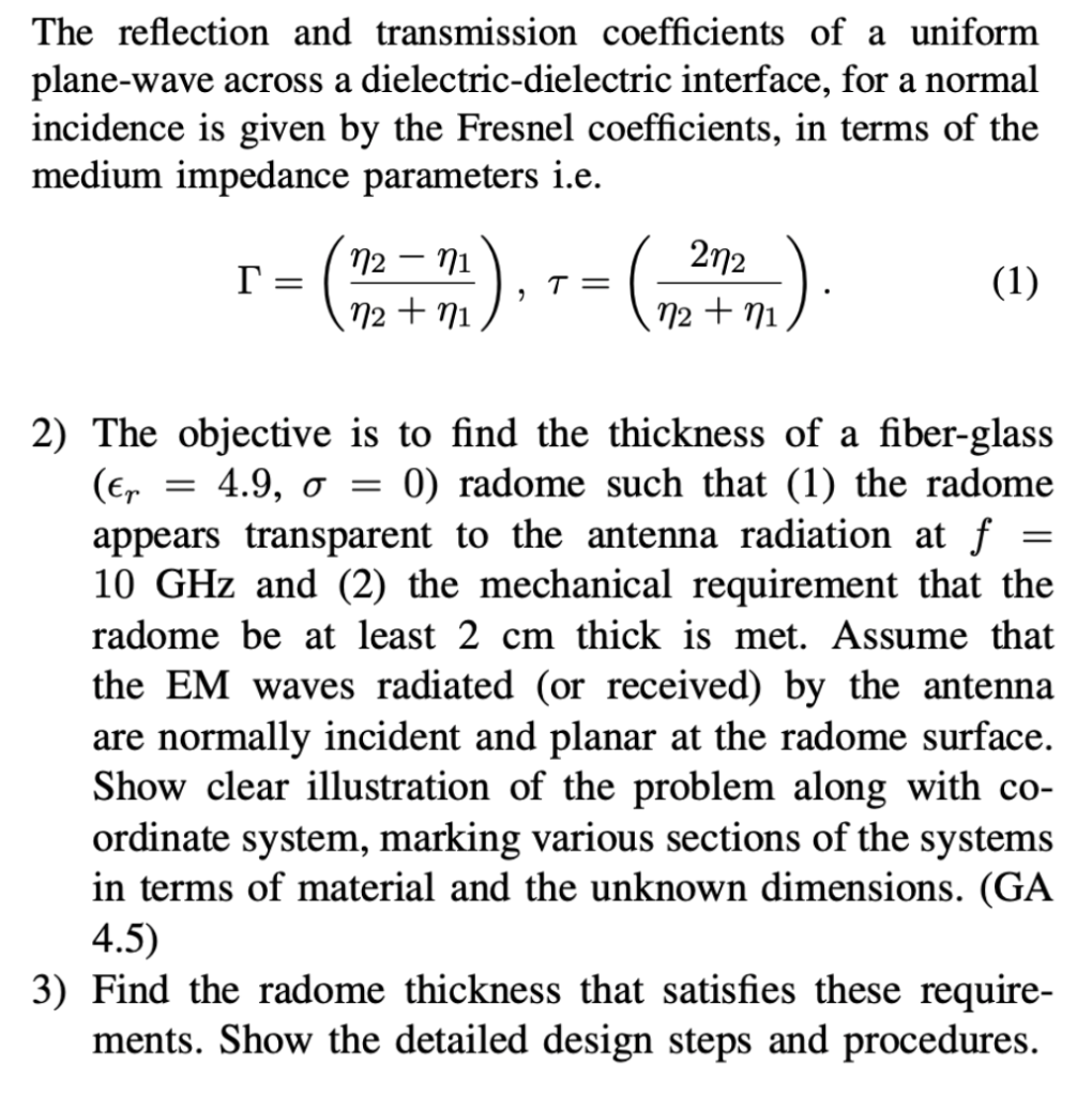 The reflection and transmission coefficients of a | Chegg.com