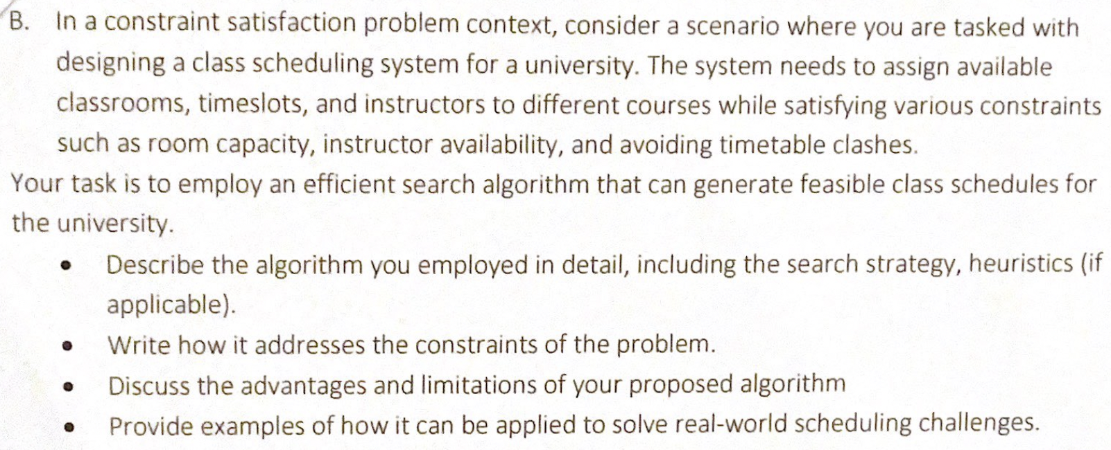 Solved B. In a constraint satisfaction problem context, | Chegg.com