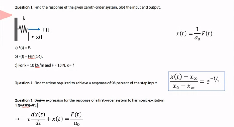 Solved Question 1. Find the response of the given | Chegg.com