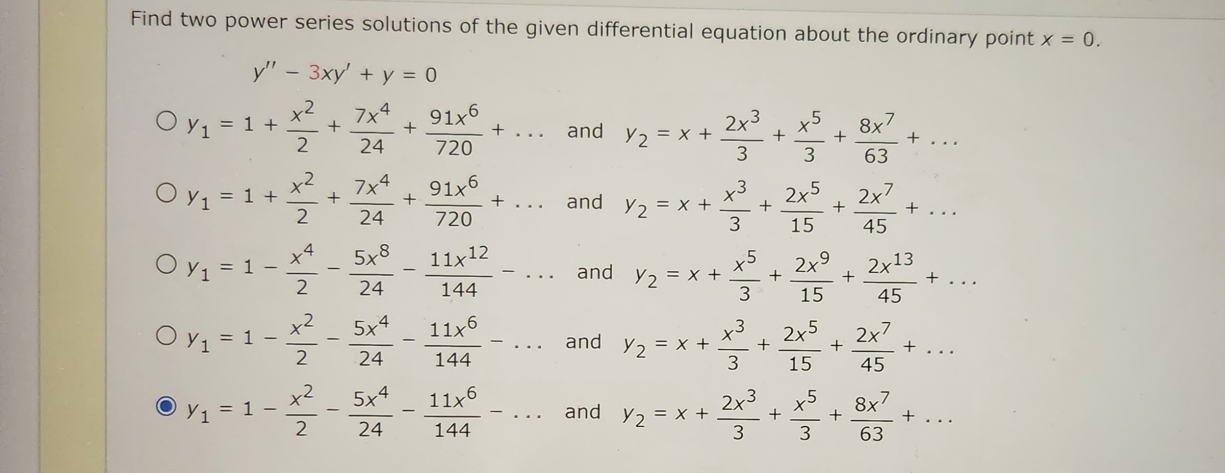 Solved Find two power series solutions of the given | Chegg.com