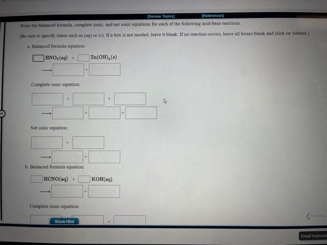 Solved Review Toples References Write the balanced formin, | Chegg.com