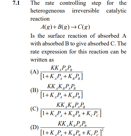 7.1 The rate controlling step for the heterogeneous | Chegg.com