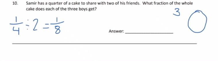 Solved 10. Samir has a quarter of a cake to share with two | Chegg.com