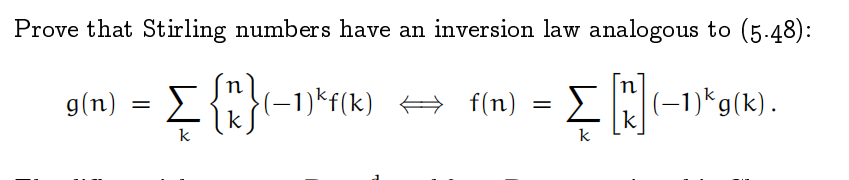 Solved Prove that Stirling numbers have an inversion law | Chegg.com