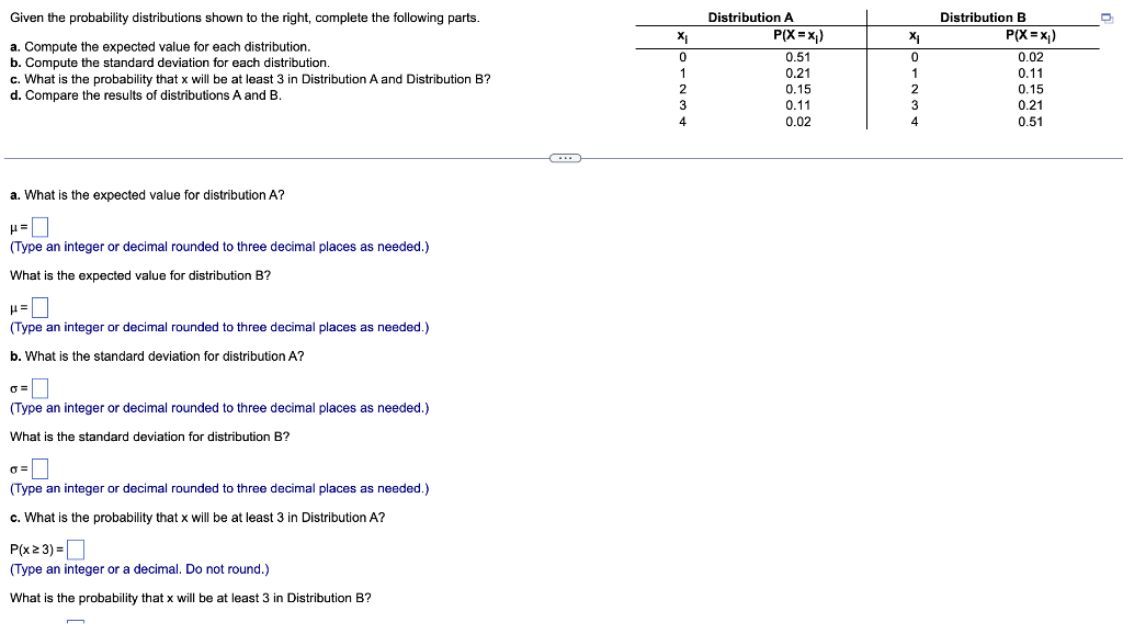 Solved Given the probability distributions shown to the | Chegg.com