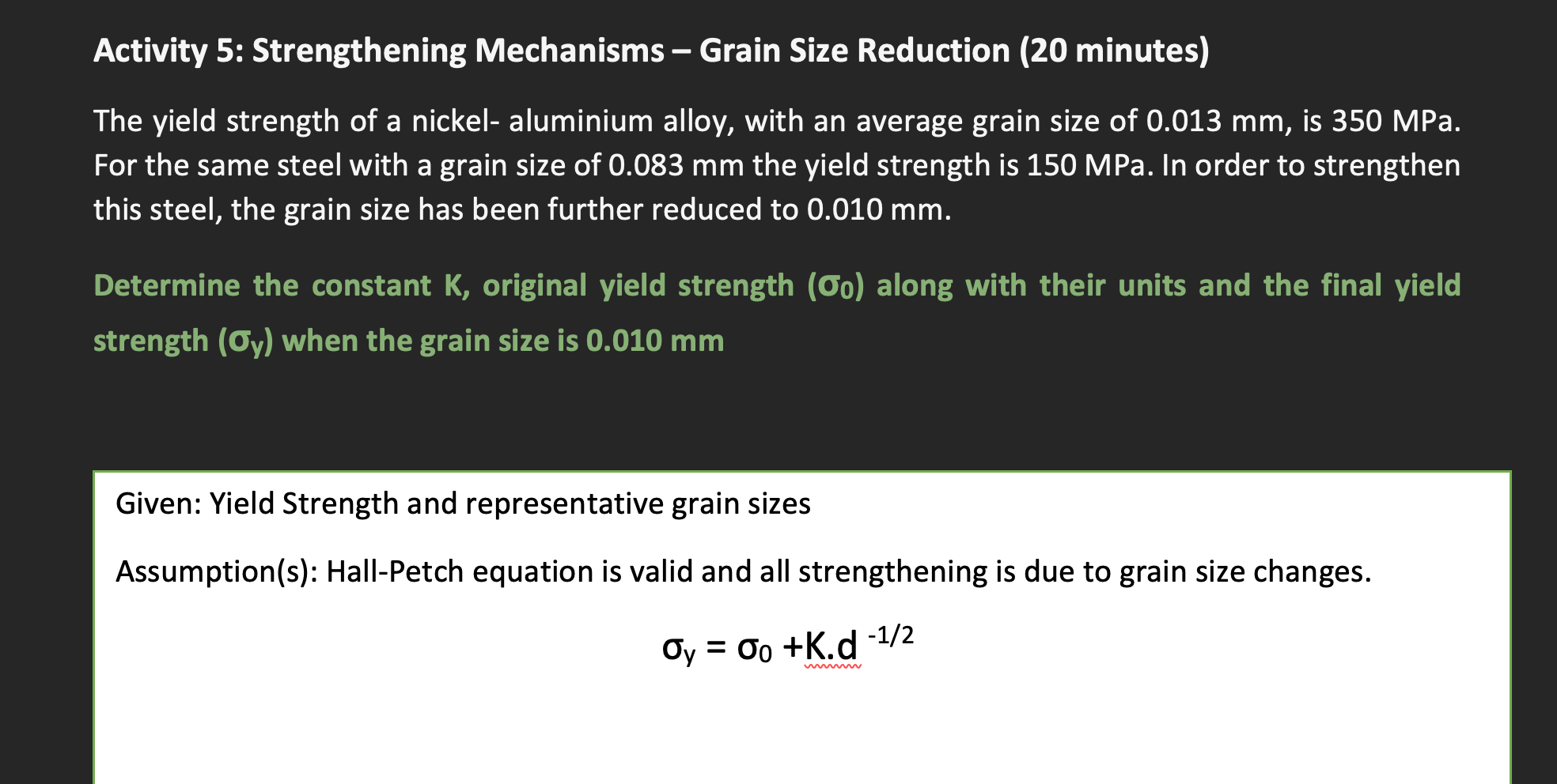 Solved Activity 5: Strengthening Mechanisms - Grain Size | Chegg.com