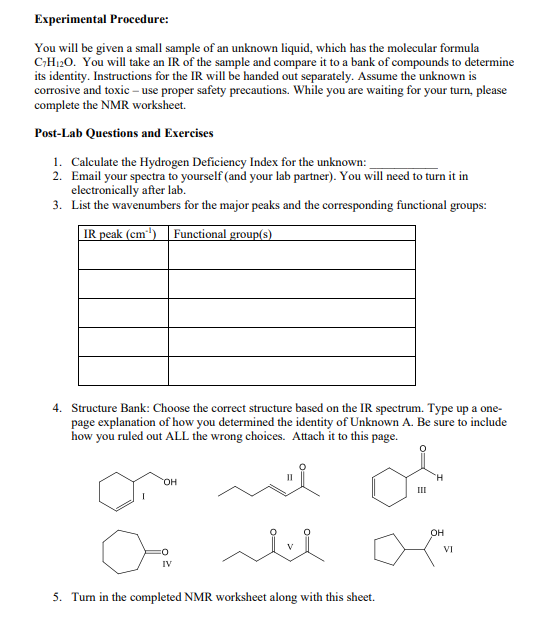 Solved Experimental Procedure: You will be given a small | Chegg.com