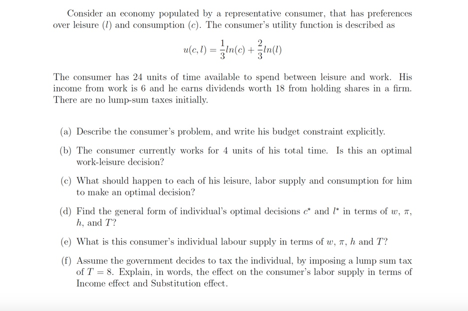 Solved Consider an economy populated by a representative | Chegg.com