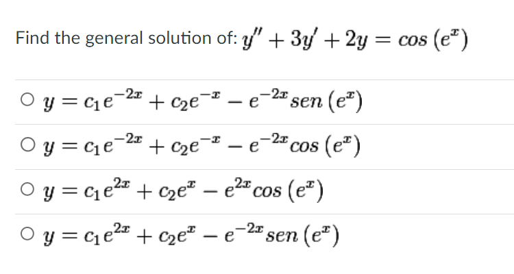 Solved d the general solution of: y′′+y=cos2x | Chegg.com