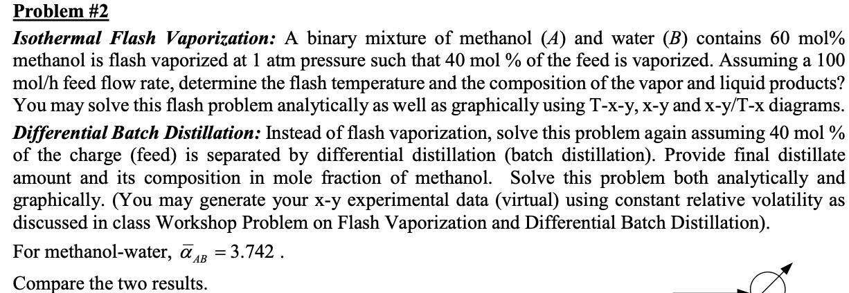 Solved Problem #2 Isothermal Flash Vaporization: A binary | Chegg.com