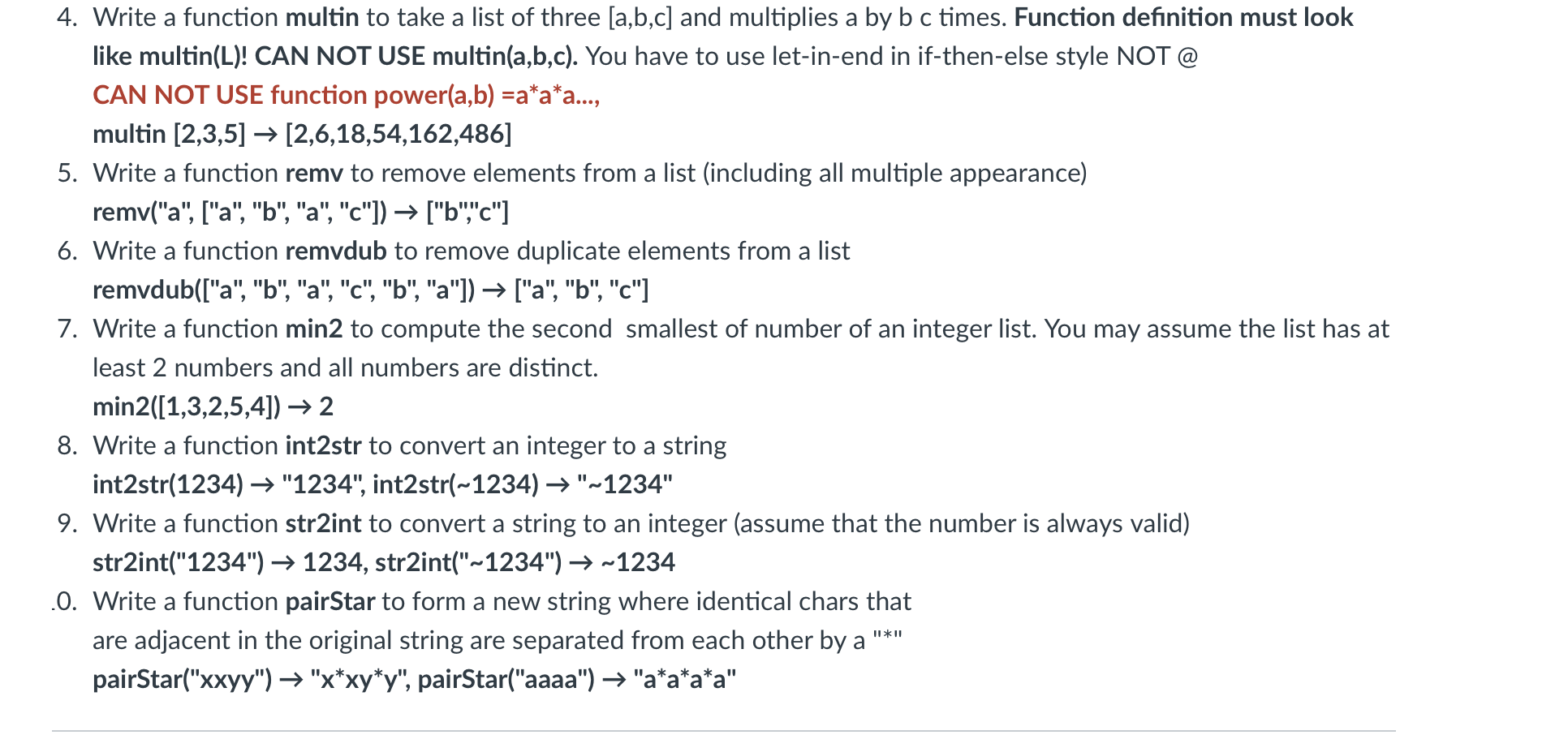 In SML/ML language You MUST use pure non-tail | Chegg.com