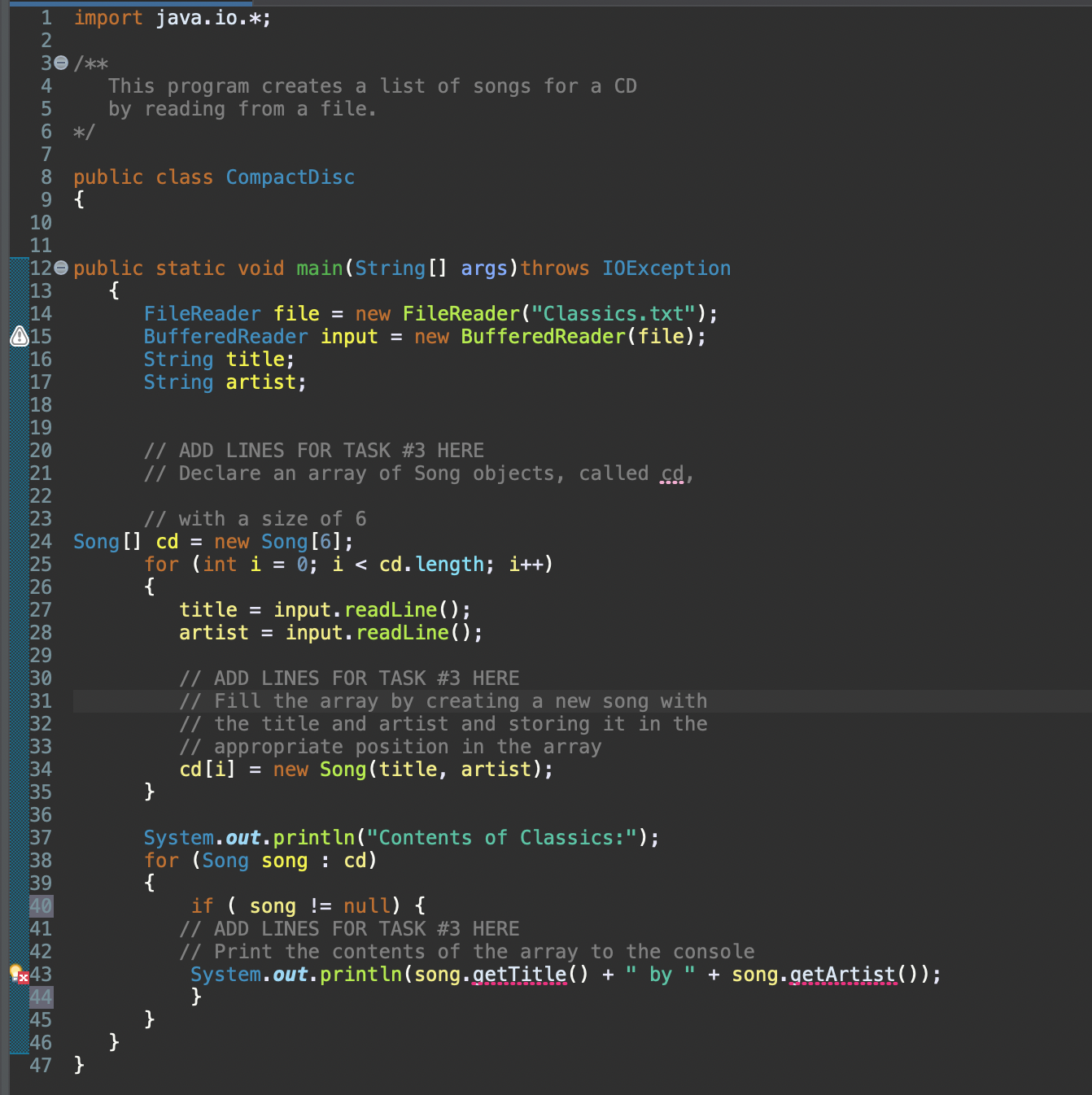 Solved 1. Copy the files Song.java, CompactDisc.java and | Chegg.com