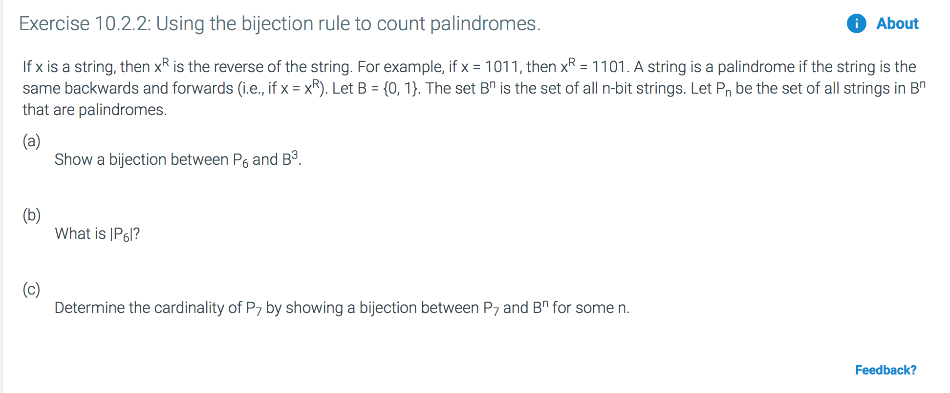 Exercise 10.2.2: Using the bijection rule to count | Chegg.com