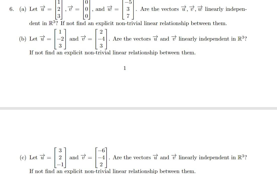 Solved 6. (a) Let ū 2 V 0 and w 3 Are the vectors 7, 7, W | Chegg.com