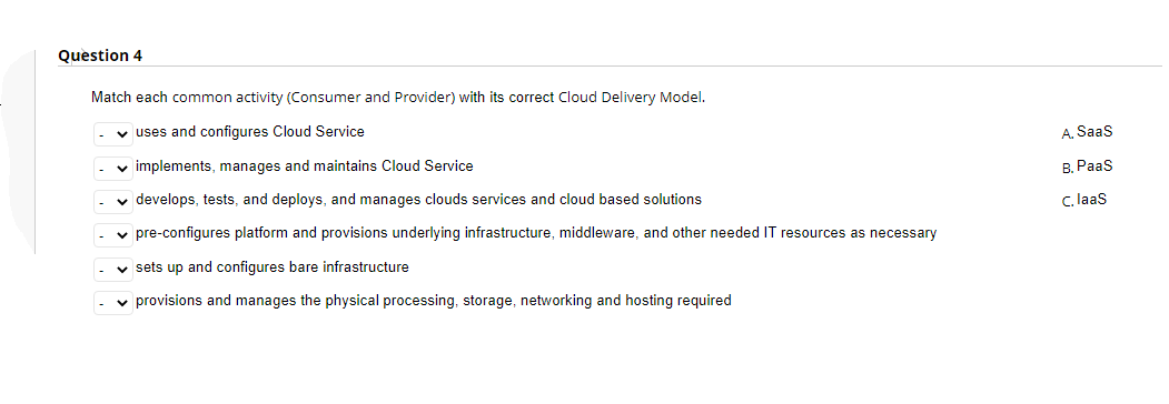 Solved Match each common activity (Consumer and Provider) | Chegg.com