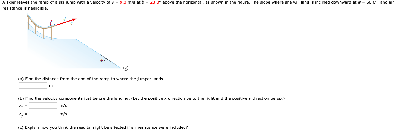 Solved A skier leaves the ramp of a ski jump with a velocity | Chegg.com