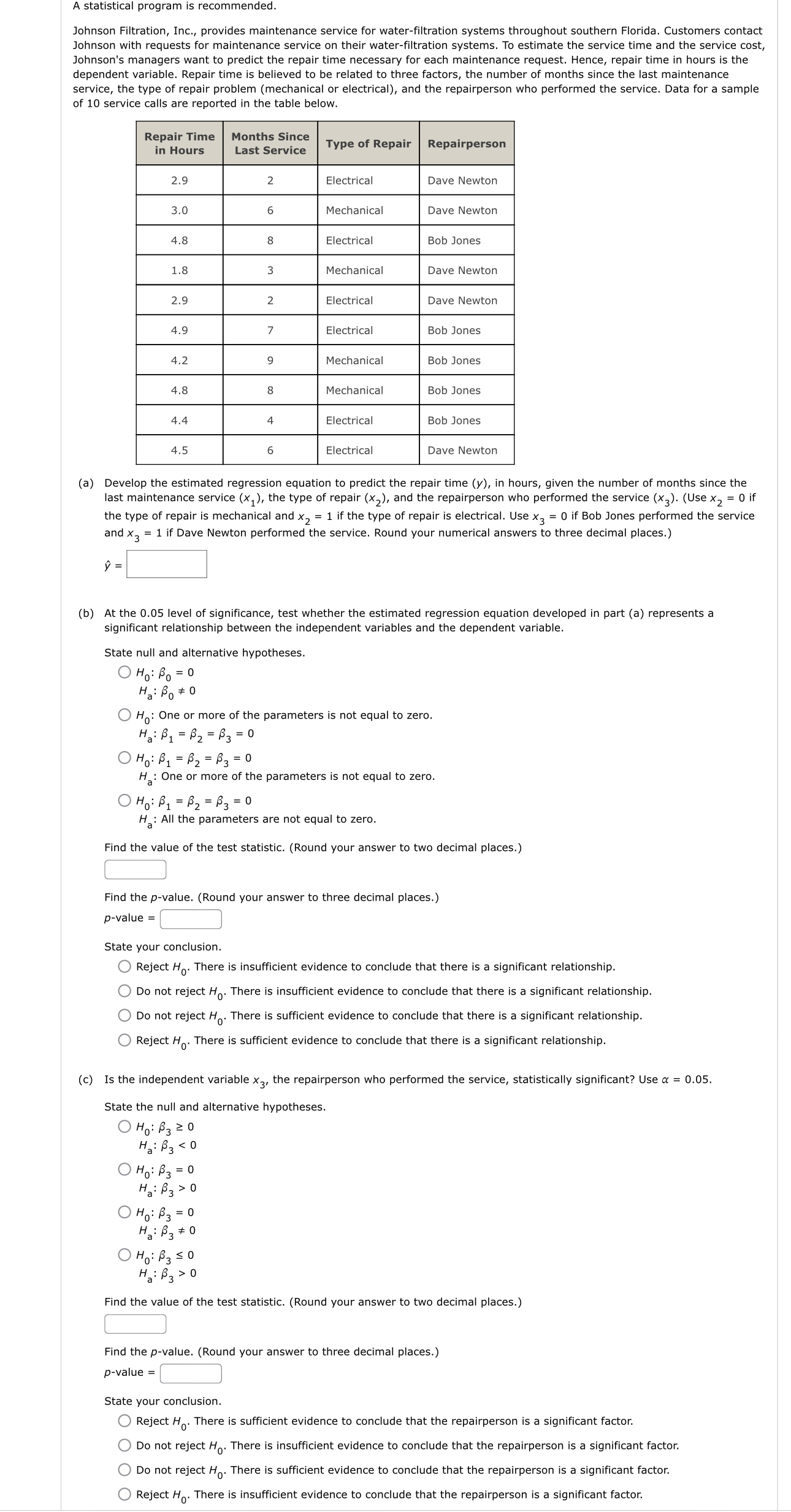 Solved A statistical program is recommended.A statistical | Chegg.com