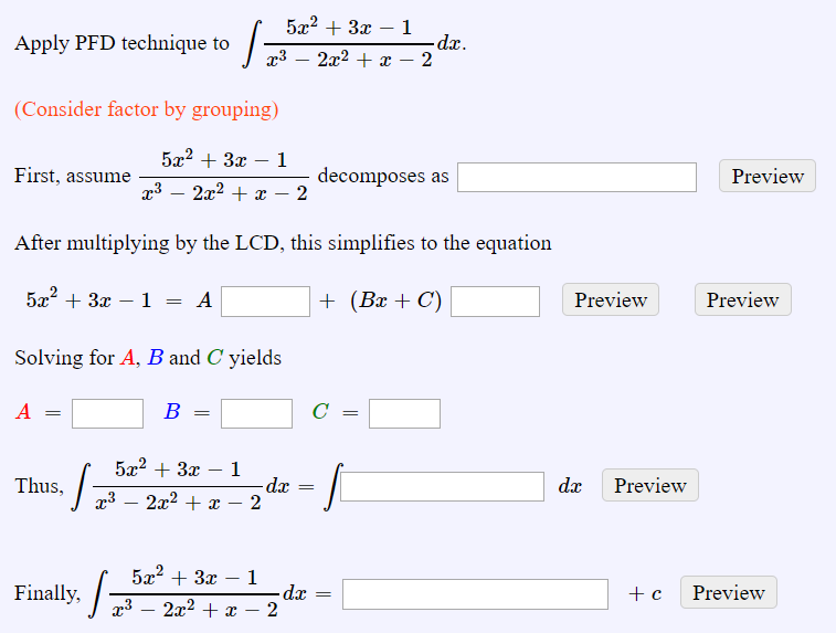 Solved Apply PFD technique to 5x2 + 3x 1 dr. 2.x2 + x - 2 23 | Chegg.com