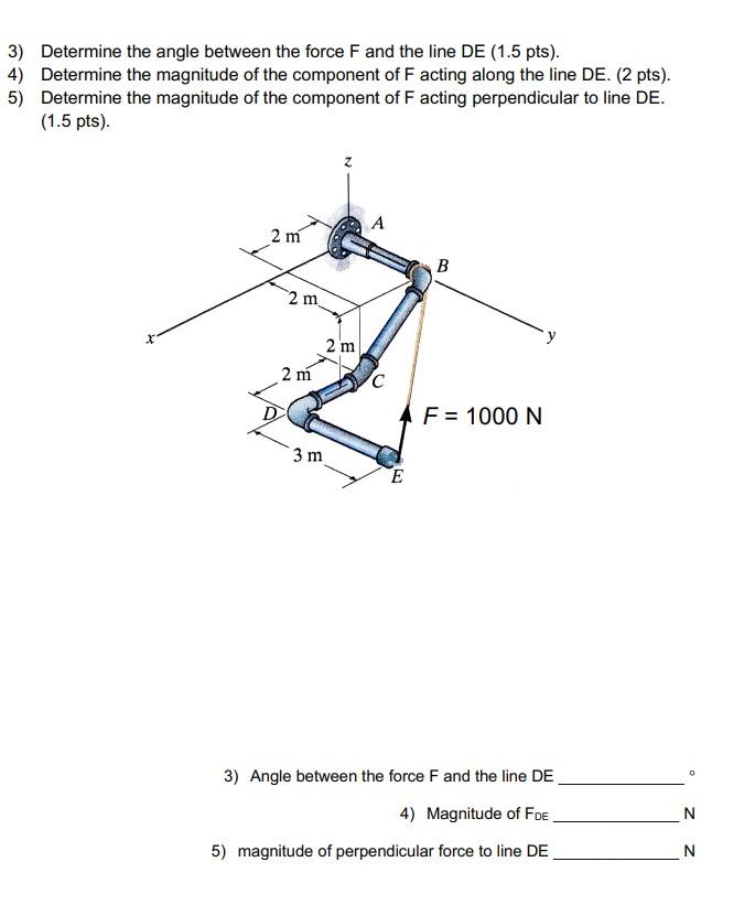 Solved 3) Determine the angle between the force F and the | Chegg.com