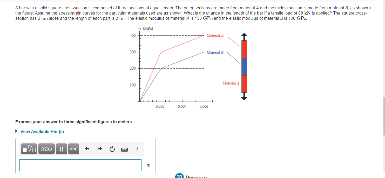 Solved A bar with a solid square cross-section is composed | Chegg.com