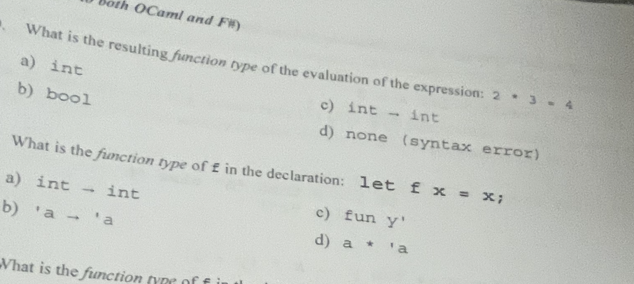 Solved What is the resulting function nype of the evaluation | Chegg.com