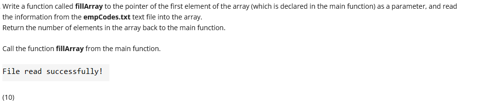 Solved Write a function called fillArray to the pointer of | Chegg.com