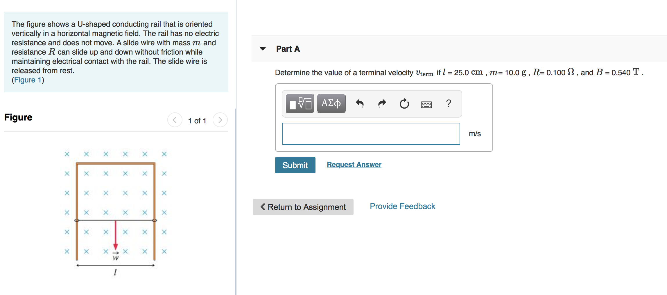 Solved The figure shows a U-shaped conducting rail that is | Chegg.com