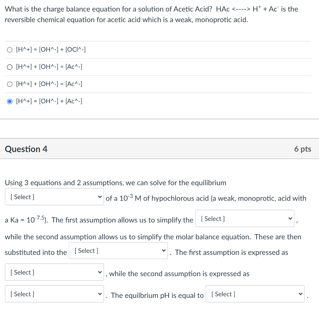Solved What is the charge balance equation for a solution of | Chegg.com