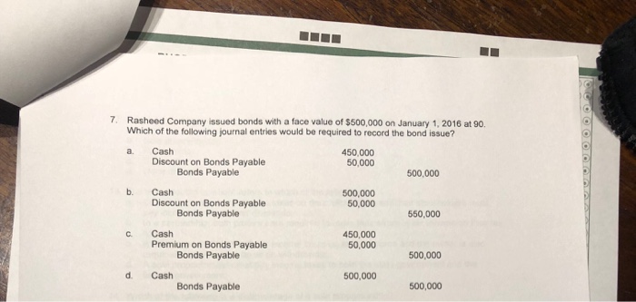 Solved 7. Rasheed Company issued bonds with a face value of | Chegg.com