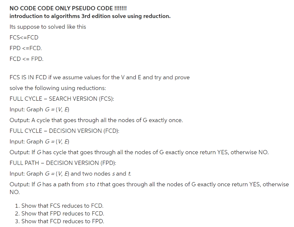 Solved NO CODE CODE ONLY PSEUDO CODE !!!!!!! introduction to | Chegg.com