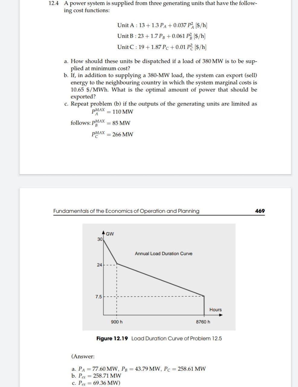 Solved 12.4 A power system is supplied from three generating | Chegg.com