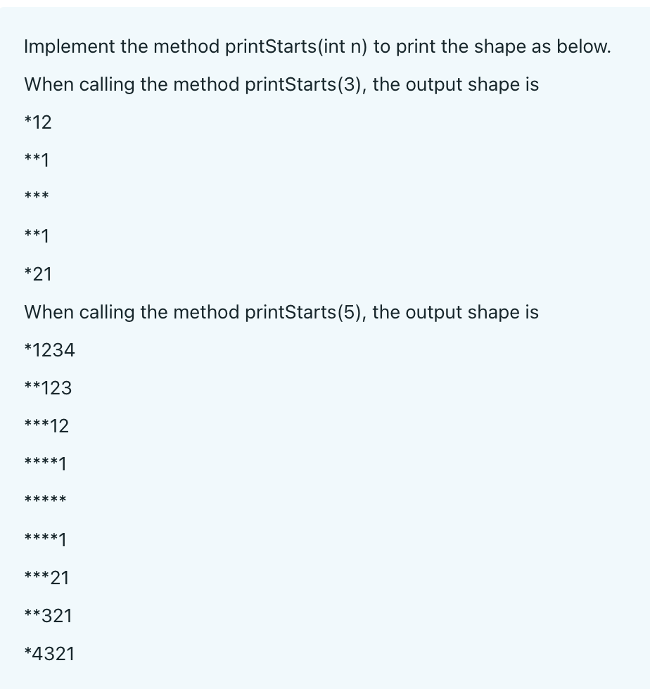 Solved static void printStars(int n) { //Add your code | Chegg.com