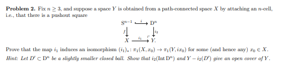 Solved Problem 2. Fix n≥3, and suppose a space Y is obtained | Chegg.com