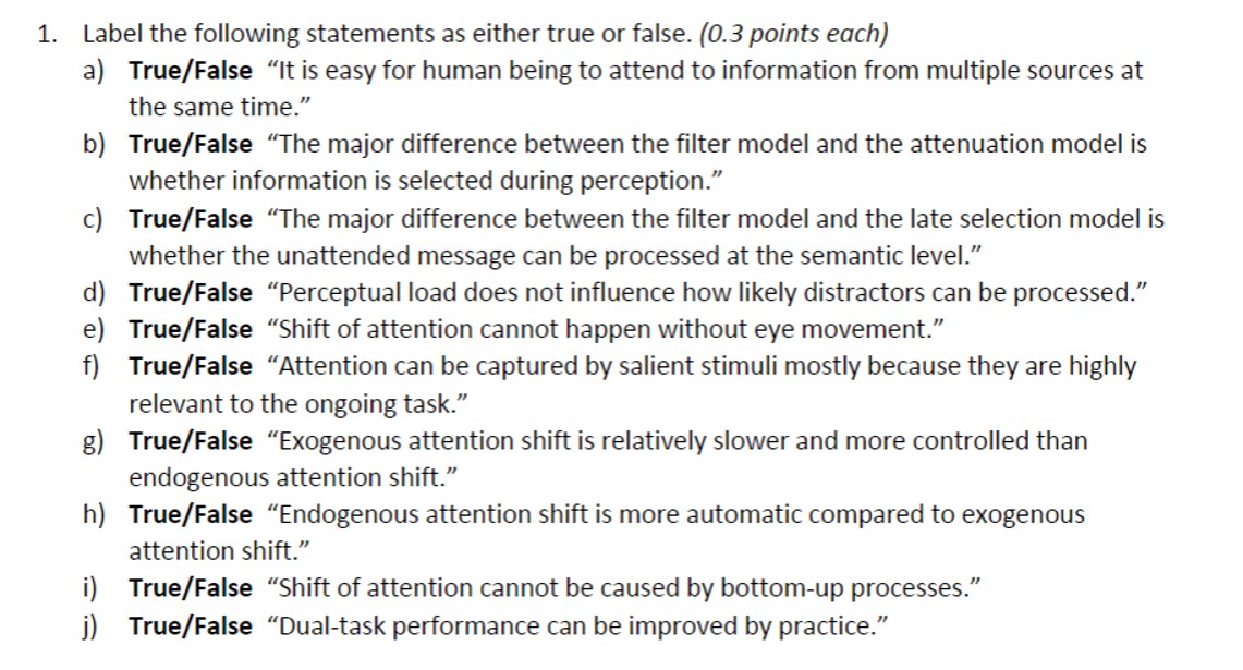 Solved Label the following statements as either true or | Chegg.com
