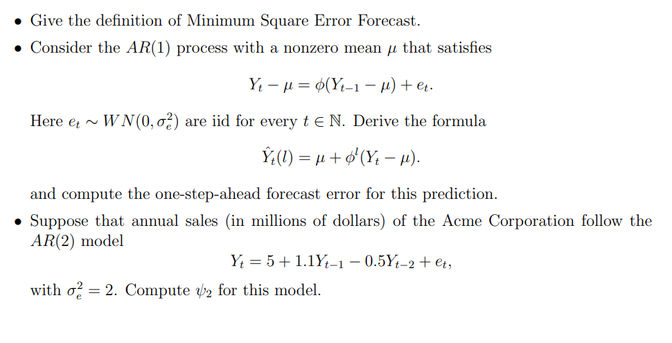Solved - Give the definition of Minimum Square Error | Chegg.com