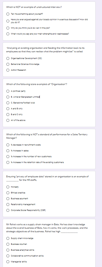 Solved Which is NOT an example of unstructured interview? | Chegg.com